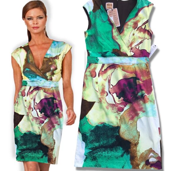 Nue by Shani | Dresses | Nwt Nue By Shani Green Print Slimming ...